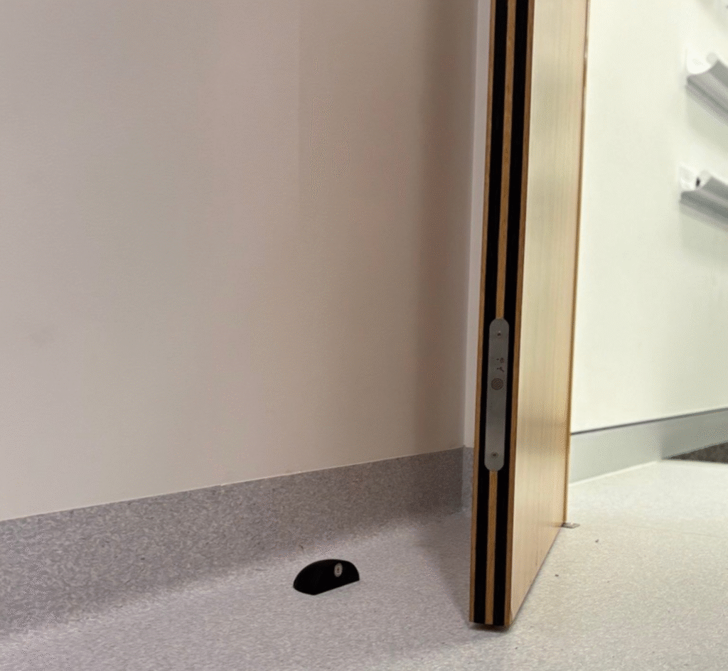 Secure Floor Mounted Doorstop with Magnetic Hold Open - Hipac